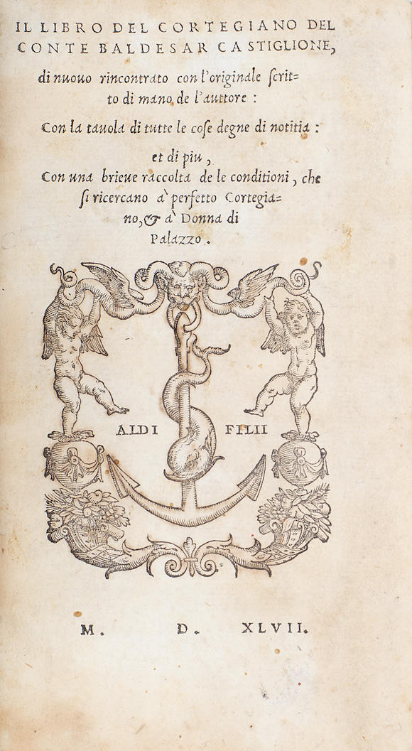 Bonhams Castiglione Baldassare Il Libro Del Cortegiano Colophon