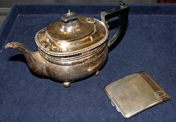 Bonhams : An early 20th century Regency style silver oval teapot, and a ...