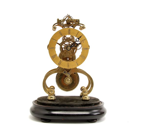 Bonhams : A late 19th century brass skeleton clock Engraved Bethel ...