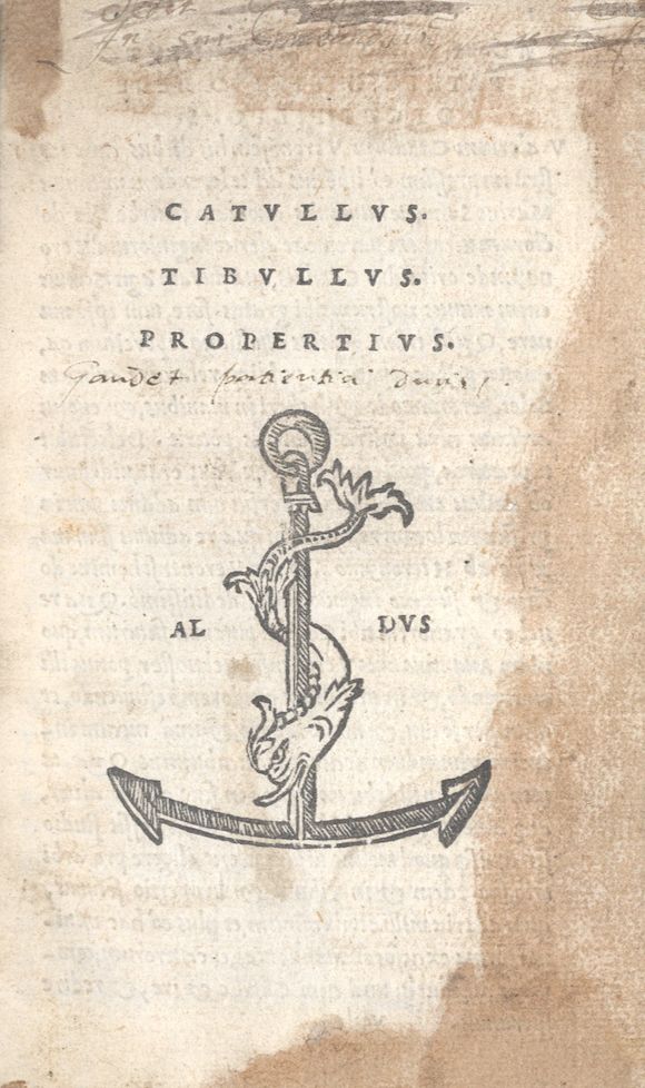 Bonhams : CATULLUS, TIBULLUS and PROPERTIUS [Opera], Venice, Heirs of ...