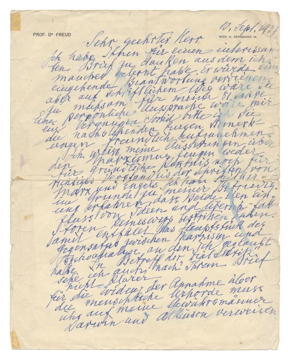 Bonhams : FREUD (SIGMUND) Autograph letter signed, in German, to Dr R.L ...