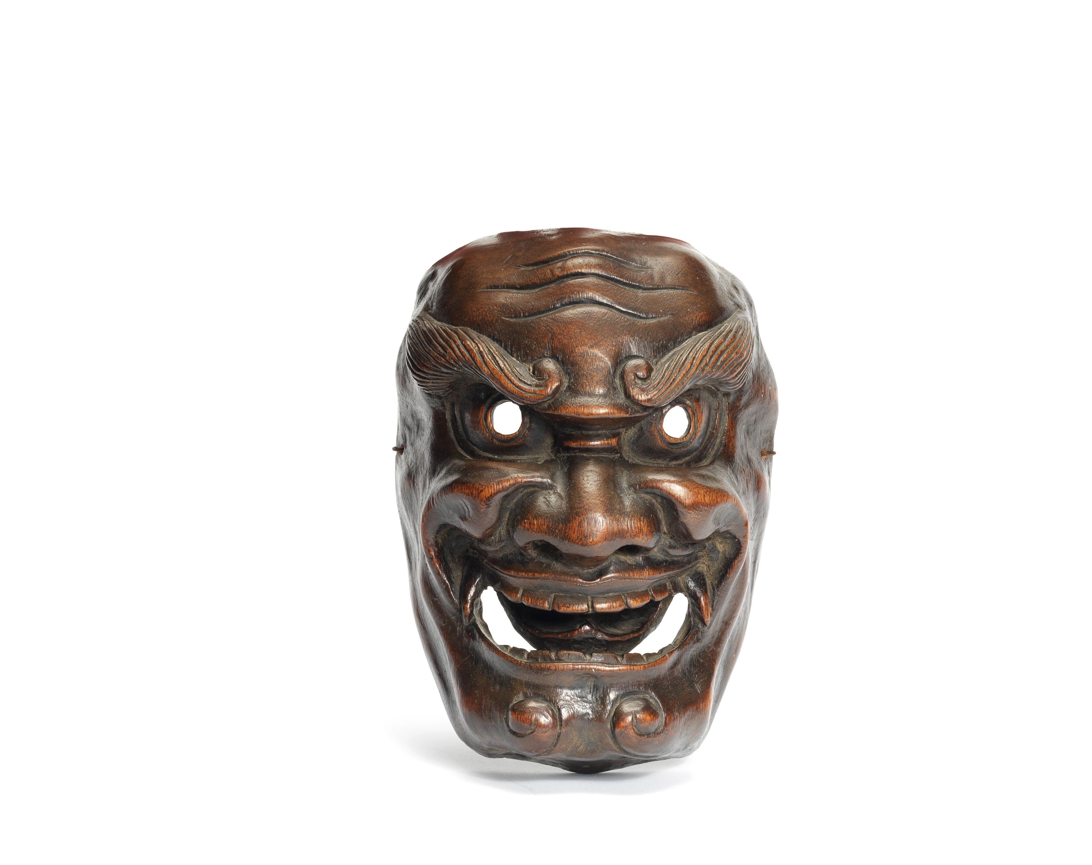 Bonhams : A hinoki-wood Noh mask of Shishiguchi Edo Period, late 18th ...