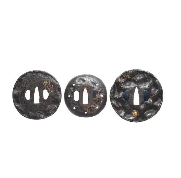 Bonhams : Three iron tsuba of the Umetada, Shoami and Tanshu School ...