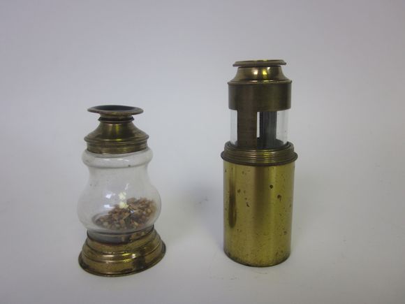 Bonhams : Two simple brass microscopes, mid 19th century, (2)