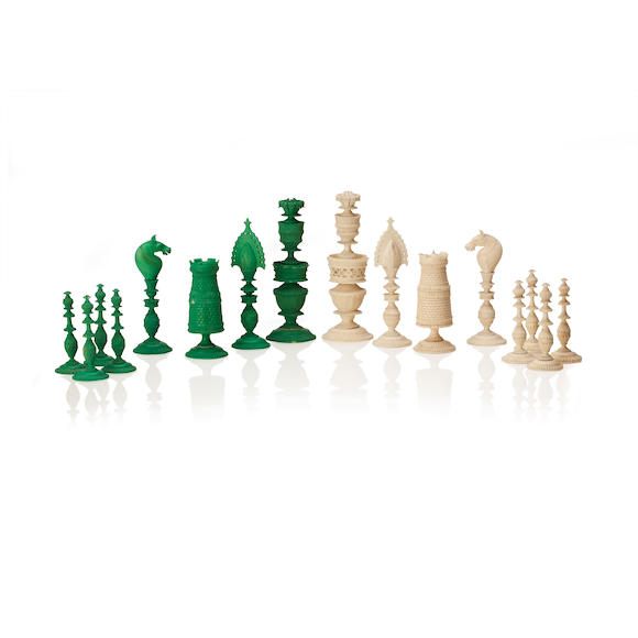 Bonhams An Indian Ivory Chess Setlate 19thearly 20th Century