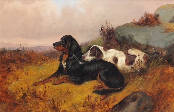 Bonhams : Colin Graeme Roe (British, 1850-1910) Setters on a moor 12 x ...
