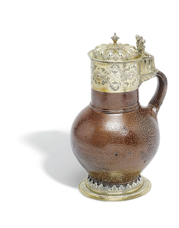Bonhams : A mid 16th century silver-gilt and salt-glazed Rhenish ...