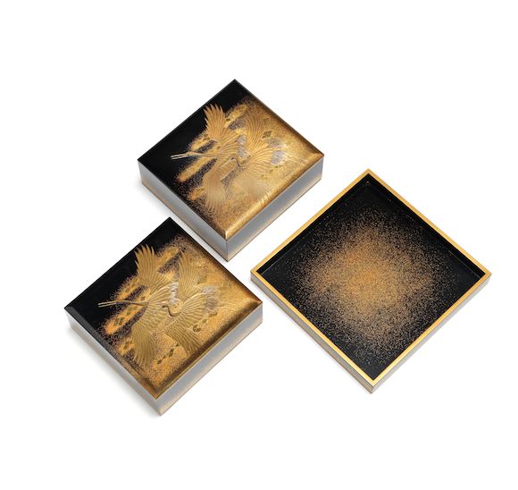 Bonhams : A pair of gold lacquer boxes and covers Attributed to Ikko ...