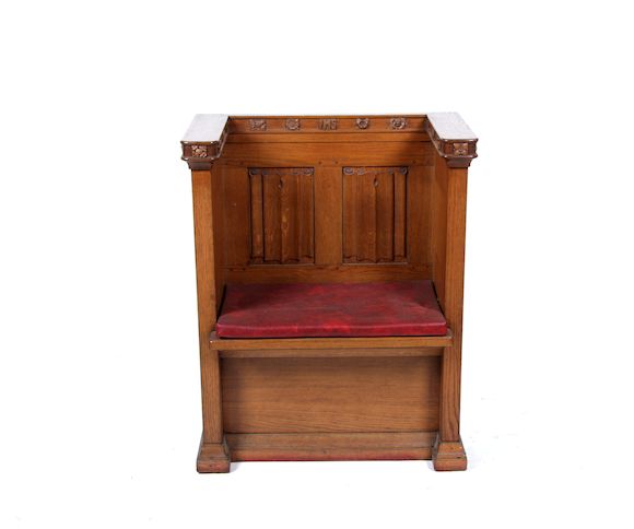 Bonhams : A mid-20th century carved oak linen fold armchair