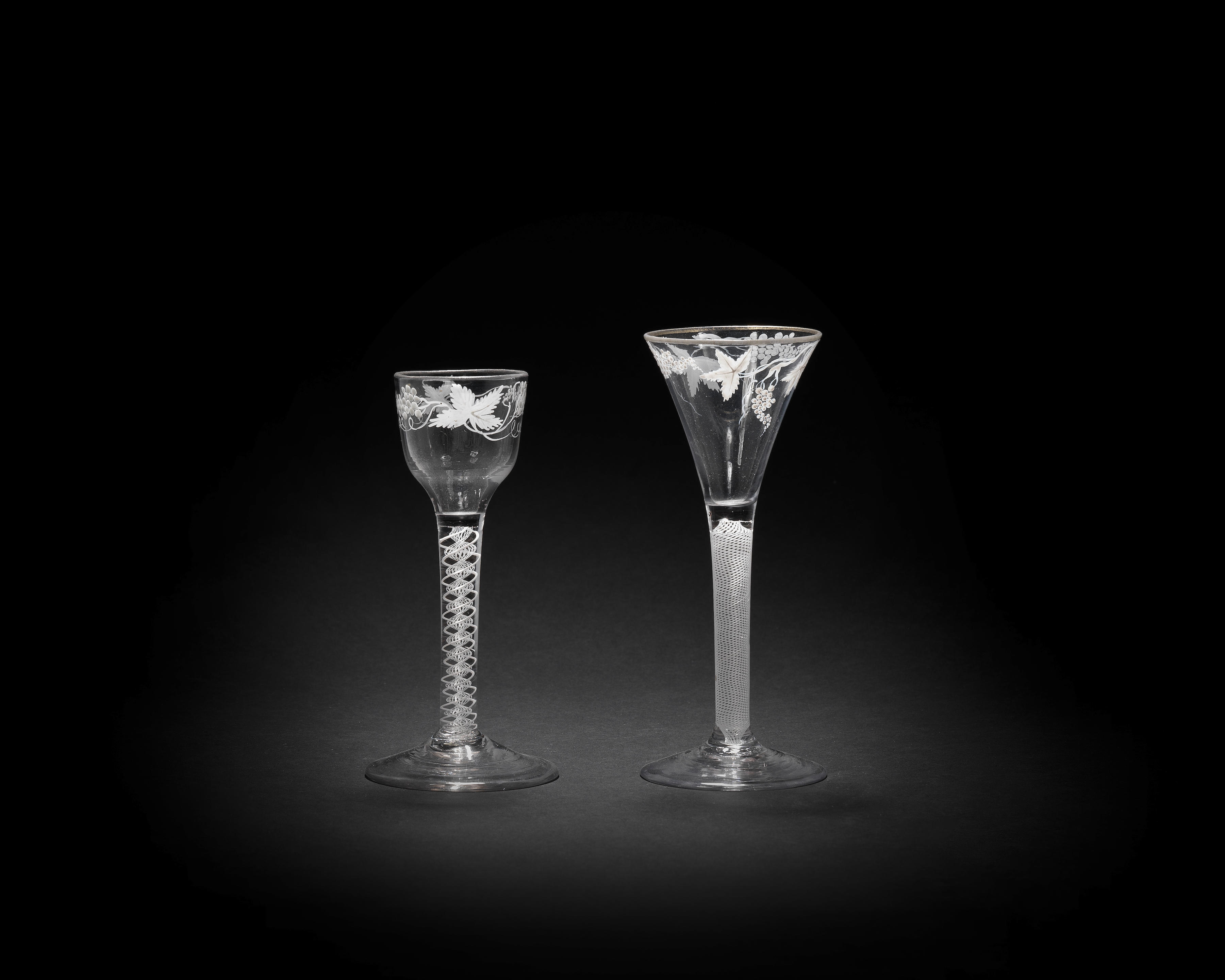 Bonhams A Beilby Enamelled Opaque Twist Wine Glass Circa 1765