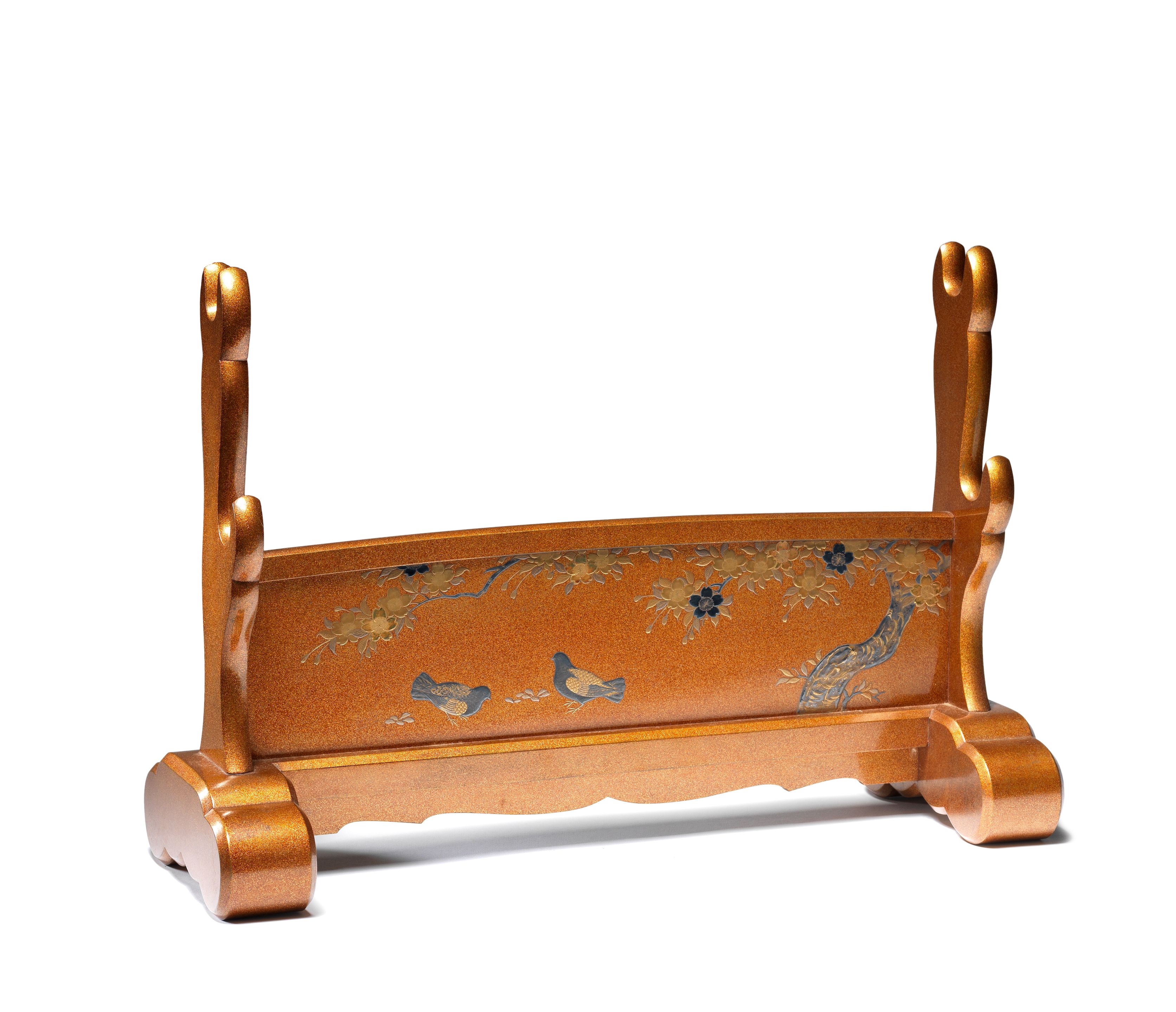 Bonhams : A gold lacquer katana-kake (sword stand) for a daisho Meiji ...