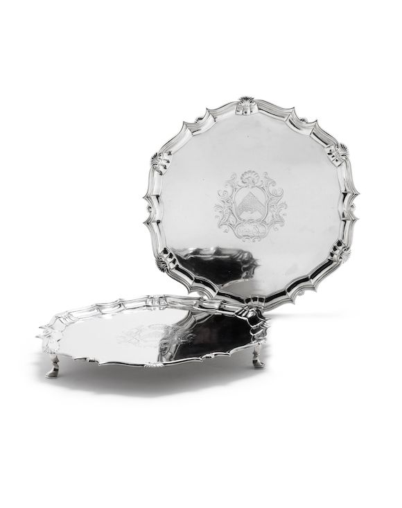 Bonhams : Two George II silver salvers by Thomas Parr, London 1740 and ...