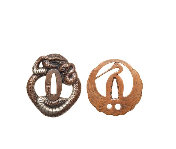 Bonhams : Two copper tsuba One attributed to Hikozo of Higo, 18th and ...