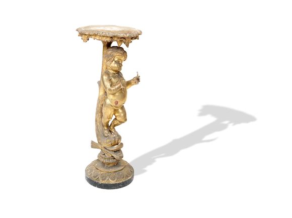 Bonhams : An Italian 19th century Baroque revival giltwood figural torchère
