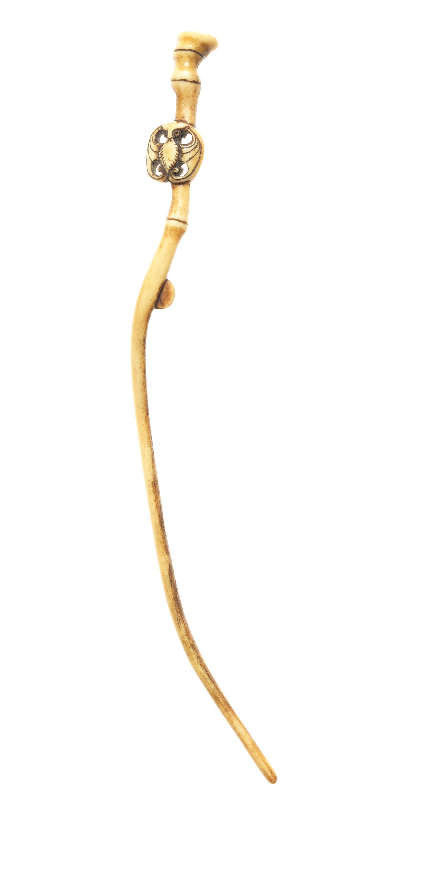 Bonhams : A stag antler kanzashi (pointed hairpin) By Ozaki Kokusai ...