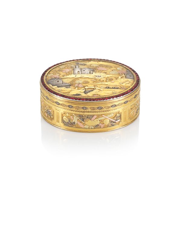 Bonhams : A very fine and rare embellished silver and gilt-metal oval ...