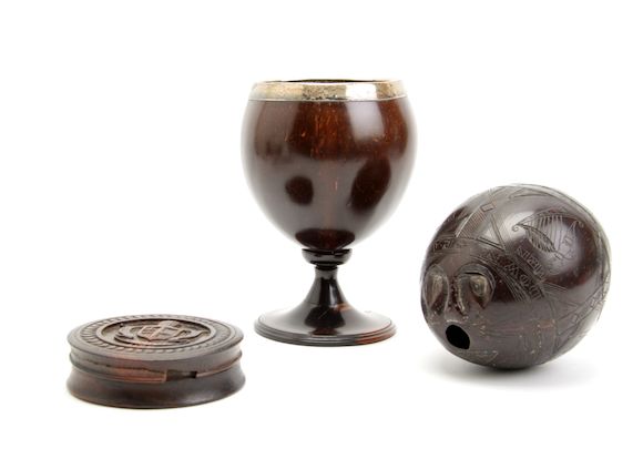Bonhams : A scrimshaw coconut cup for the 86th Regiment Royal County Down