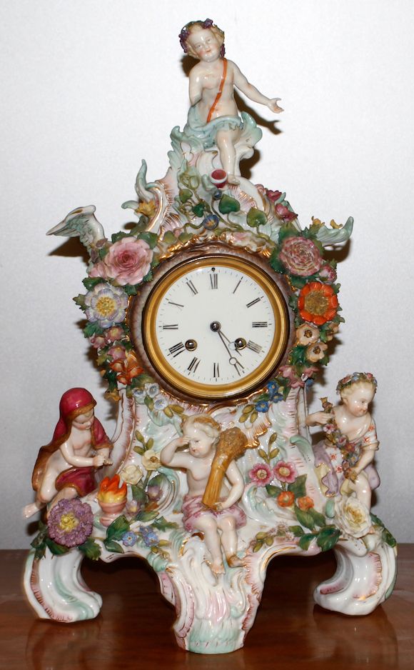 Bonhams : A 19th Century style Dresden porcelain cased French mantel clock,