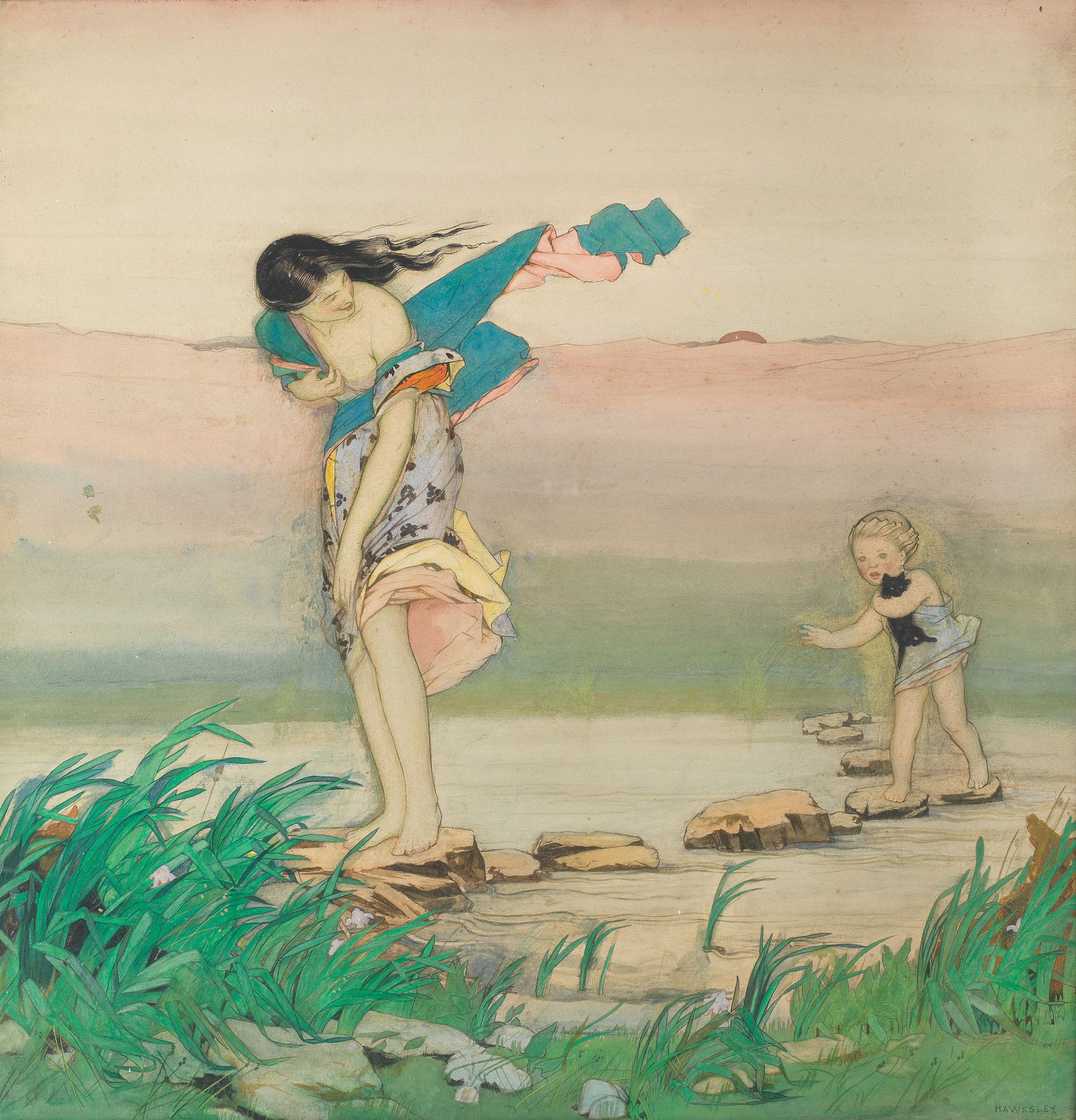 Bonhams : Dorothy Webster Hawksley (British, 1884-1970) Stepping stones