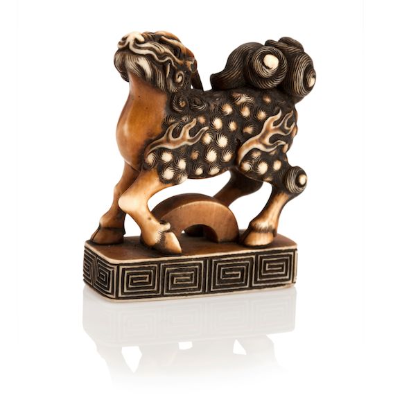Bonhams : An ivory netsuke of a kirin 19th century, signed by Okamoto ...
