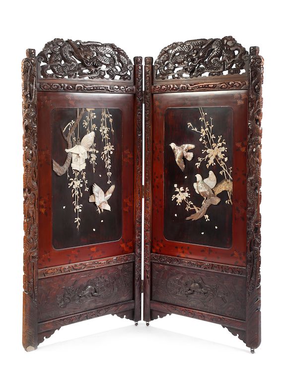 Bonhams : A Japanese two fold dressing screen Late 19th Century