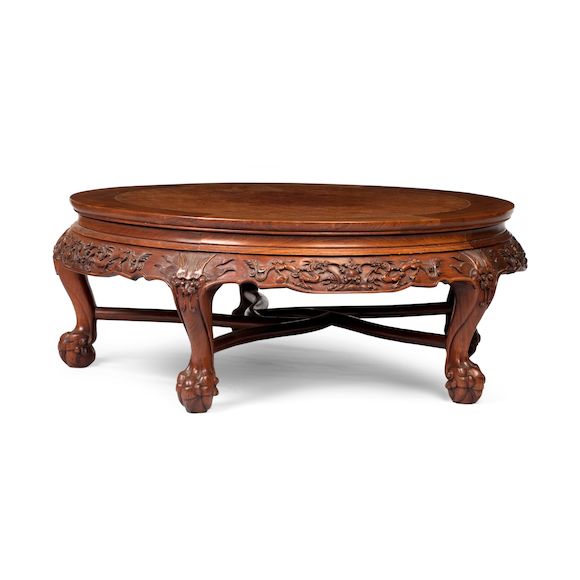 Bonhams : A fine huanghuali and burrwood circular low table 19th century