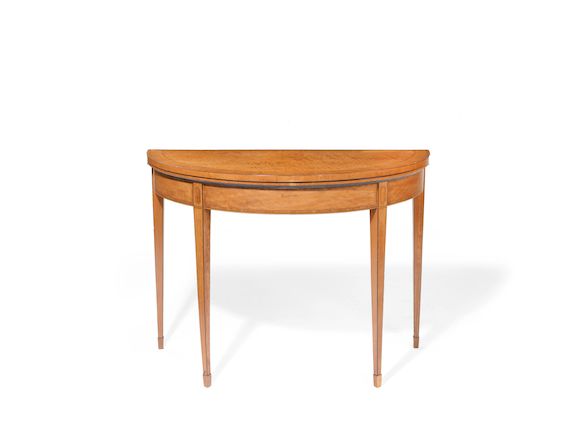 Bonhams : A George III maple semi-circular card table