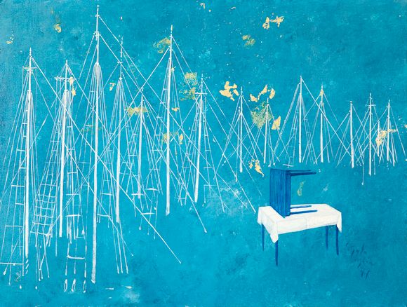 Bonhams : Spyros Vassiliou (Greek, 1902/3-1984) Masts 60 x 80 cm.
