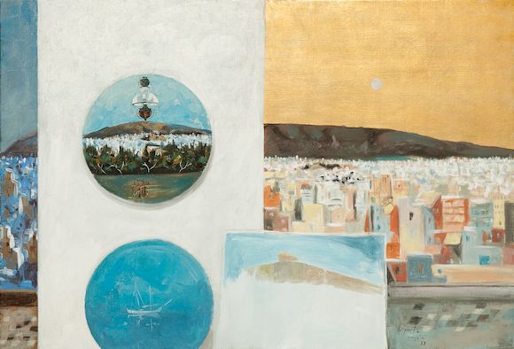 Bonhams : Spyros Vassiliou (Greek, 1902/3-1984) Golden Athens 75 x 110 cm.