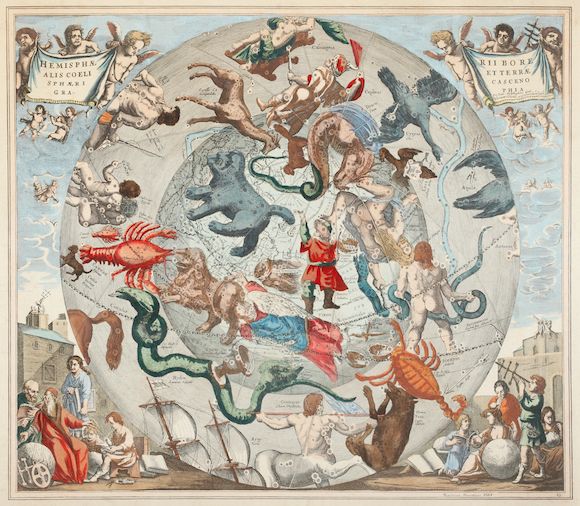 Bonhams : CELESTIAL MAP - SCHENK (PETER) and GERARD VALK Hemisphae Alis ...