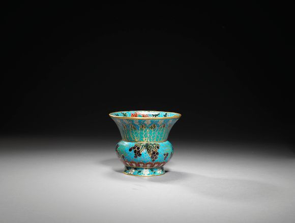 Bonhams : A gilt-bronze and cloisonné enamel 'grapevine' spittoon ...