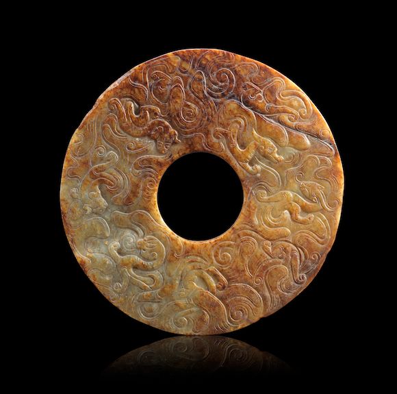 Bonhams : An archaistic 'chi dragon' disc, bi The disc probably ...