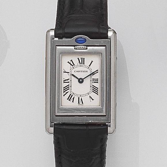 Bonhams : Cartier. A stainless steel quartz reversible wristwatch Tank ...