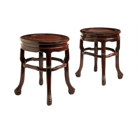 Bonhams : A pair of oval burrwood stools 19th century