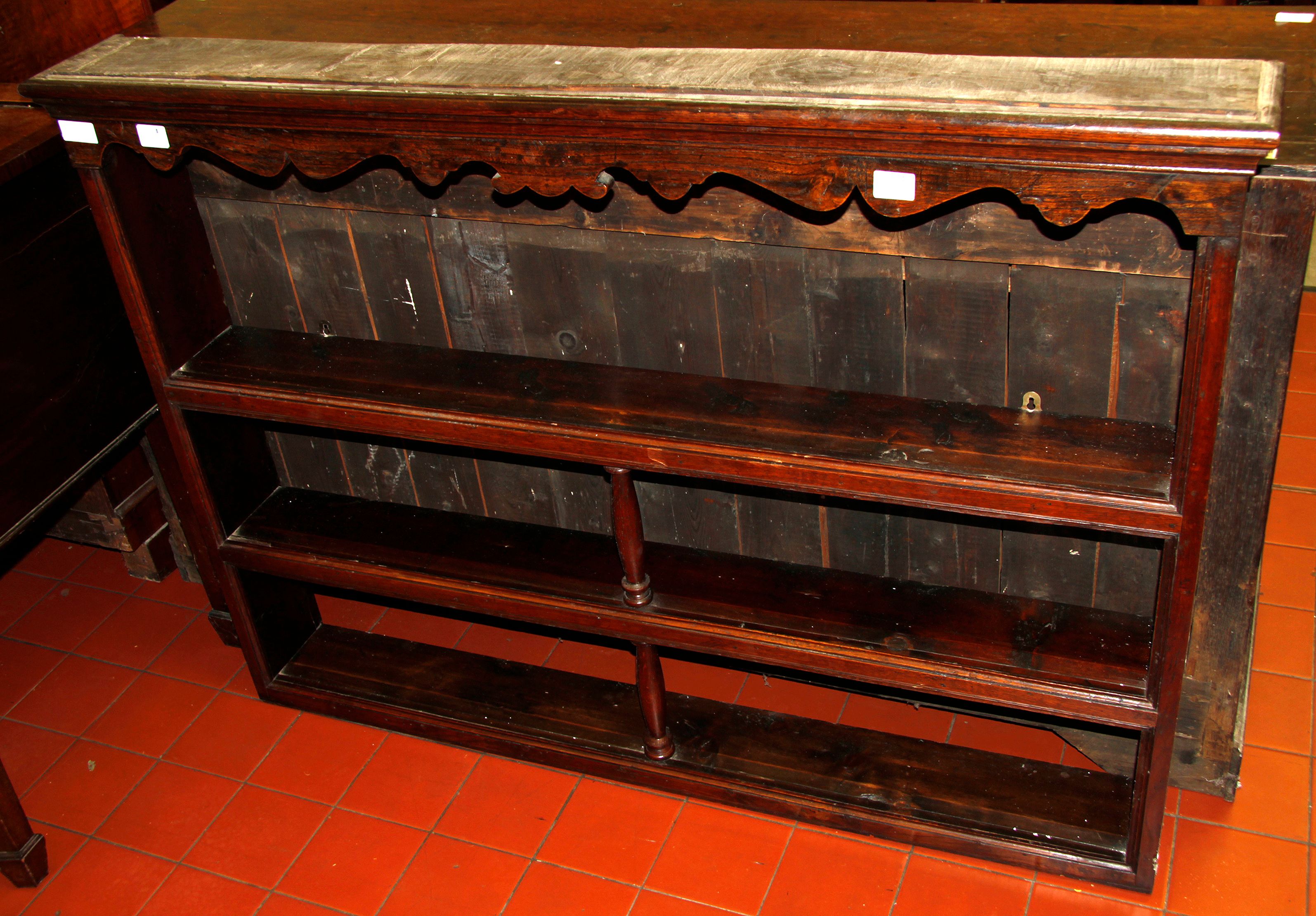Bonhams : An antique oak, pine and elm plate rack