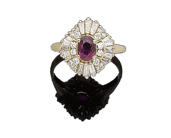Bonhams : A ruby and diamond cluster ring, by Boodles