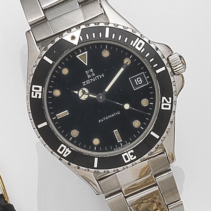 Bonhams : Zenith. A stainless steel automatic calendar bracelet watch Case No.02.0210.462, Circa ...