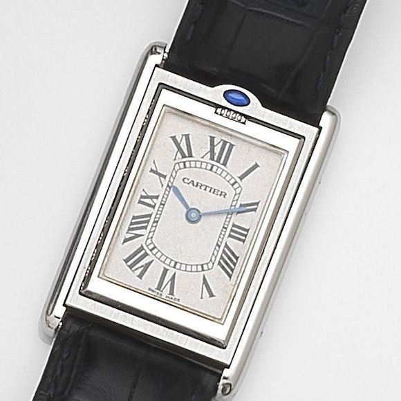 Bonhams : Cartier. A stainless steel manual wind reversible wristwatch ...