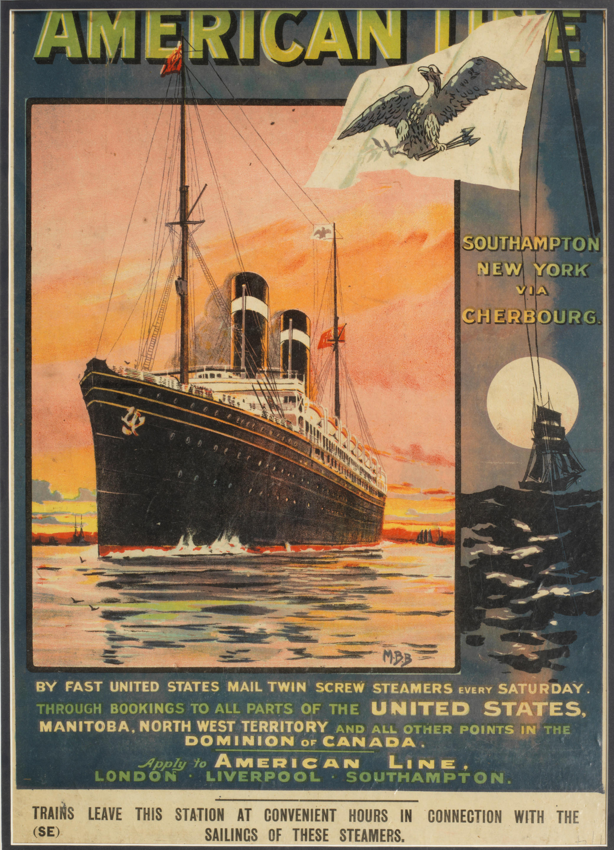 Bonhams Cars : An 'American Line' poster, late 1890s,