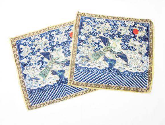 Bonhams : Three pairs of mandarin squares and two single examples ...