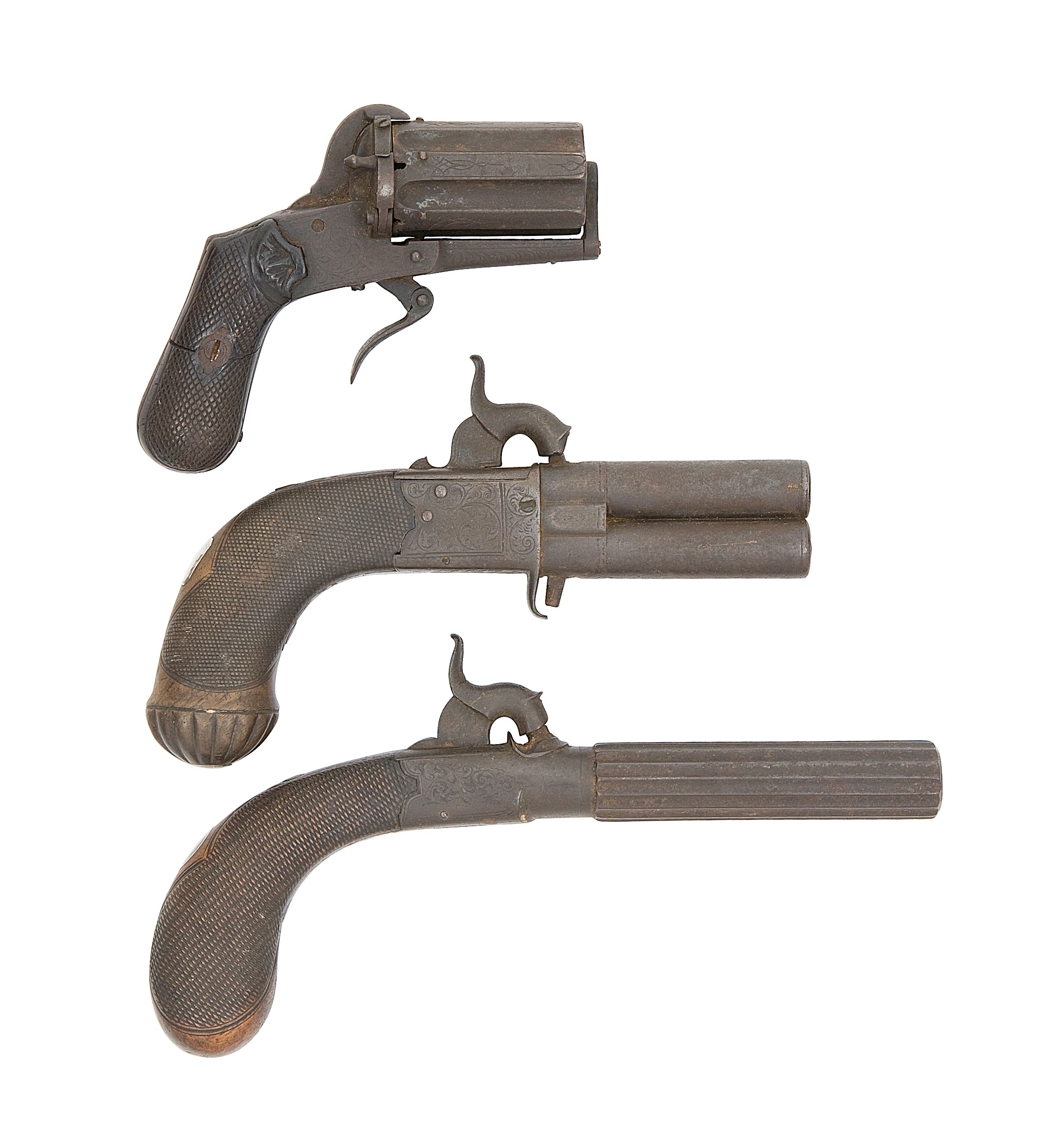 Bonhams : A 100-Bore Percussion Box-Lock Turn-Over Pocket Pistol, A 40 ...