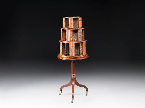 Bonhams : A Regency mahogany circular revolving bookcase