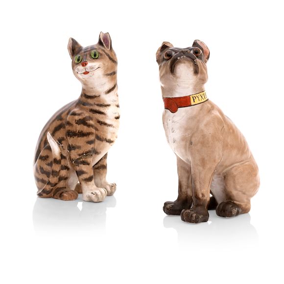 Bonhams : Two Emille Gallé faience animal figures
