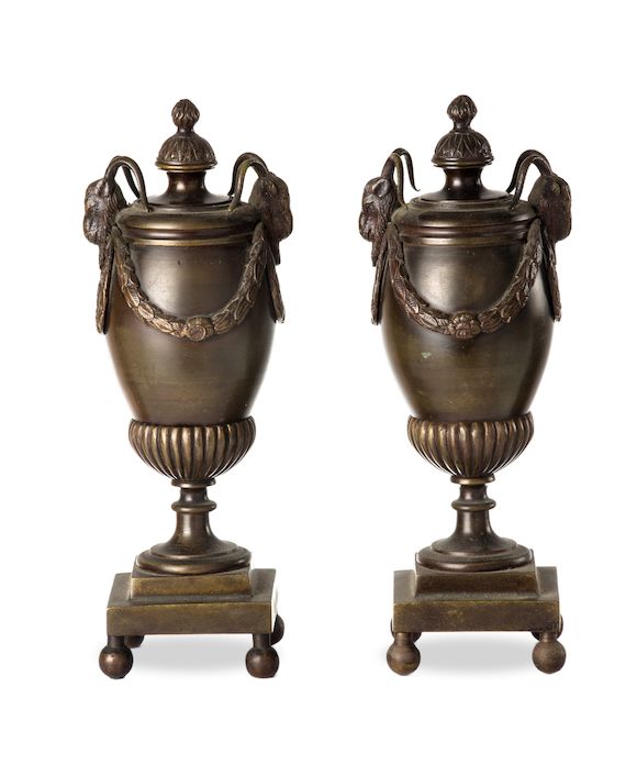Bonhams : A pair of Regency bronze cassolettes