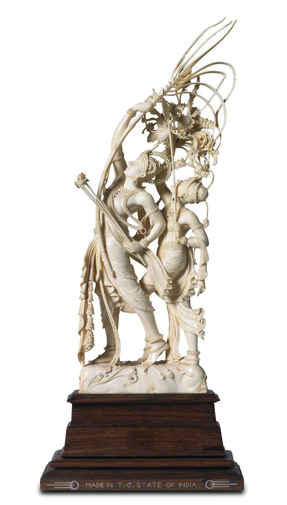 Bonhams A Carved Indian Ivory Figure Group Of Krishna And Radha 20th