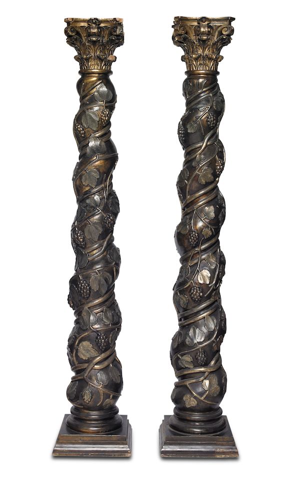 Bonhams : A pair of Solomonic columns, 19th century