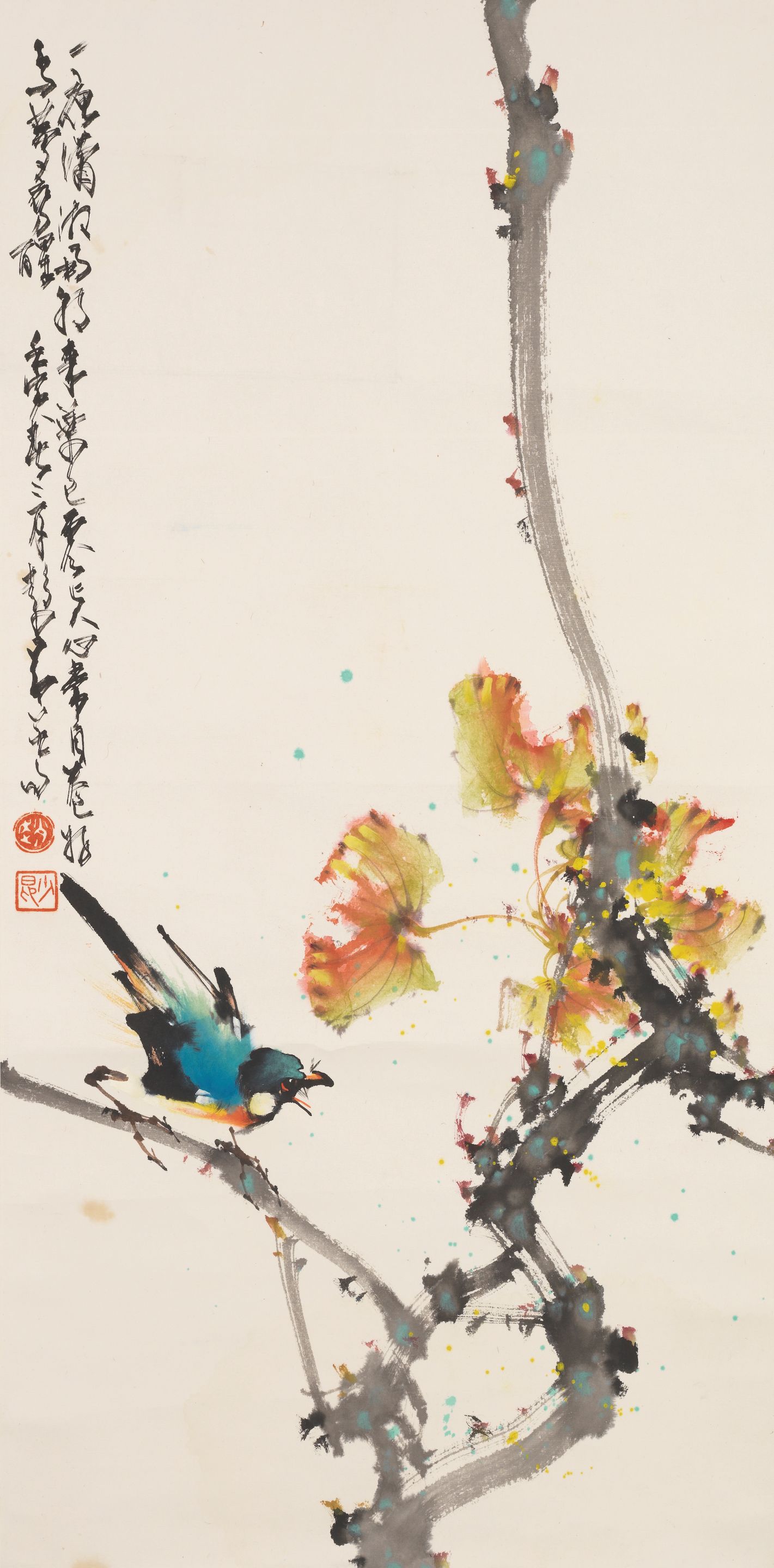 Bonhams : Zhao Shao'ang (Chao Shao'ang, 1905-1998) Bird on Autumn Branch