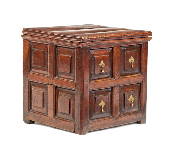 Bonhams : A William & Mary panelled oak close stool or box, circa 1690