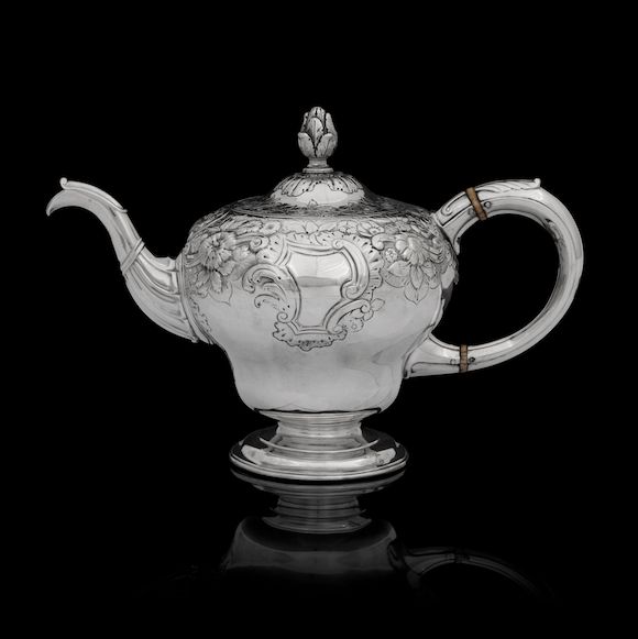 Bonhams : A George II silver teapot by Ker & Dempster, assay master ...