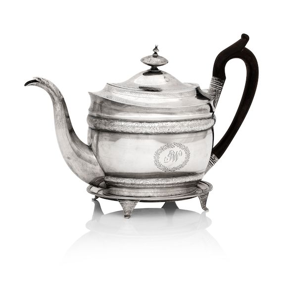 Bonhams : A George III Scottish silver teapot and stand with maker's ...